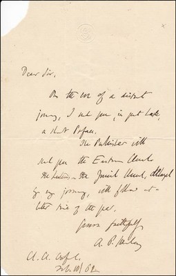 ARTHUR P. "DEAN STANLEY" STANLEY - AUTOGRAPH LETTER SIGNED 07/10/1862 ...