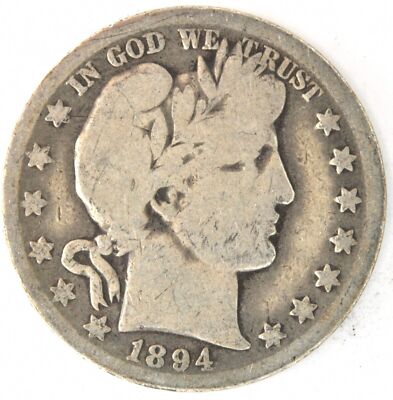 1894 O Barber Half Dollar US 90% Silver 50 Cent Coin New Orleans United ...
