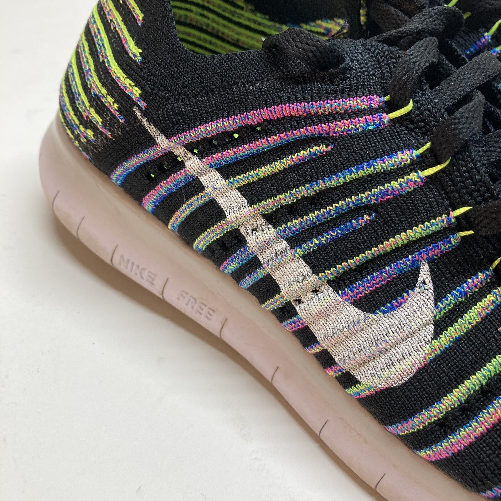 Nike Free RN Flyknit Rainbow Black Multi Women Sneaker Shoes 831070-003 ...