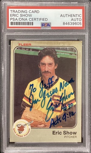 Eric Show Signed 1983 Fleer #372 Card Padres Autograph Jesus ...