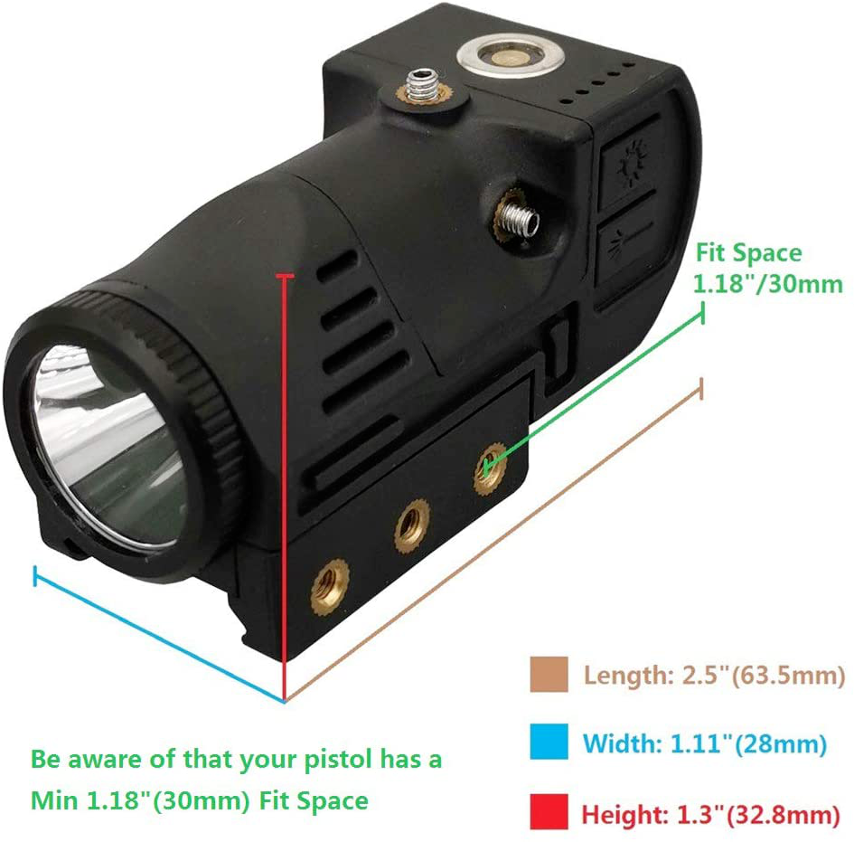 Tactical Gun Flashlight Green Laser Sight Light Pistol Rifle Handgun ...