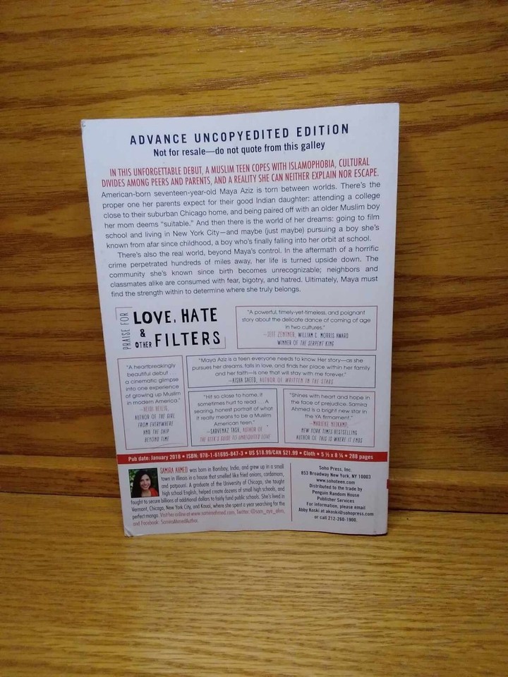 Love, Hate and Other Filters by Samira Ahmed (2018, Paperback) ARC ...