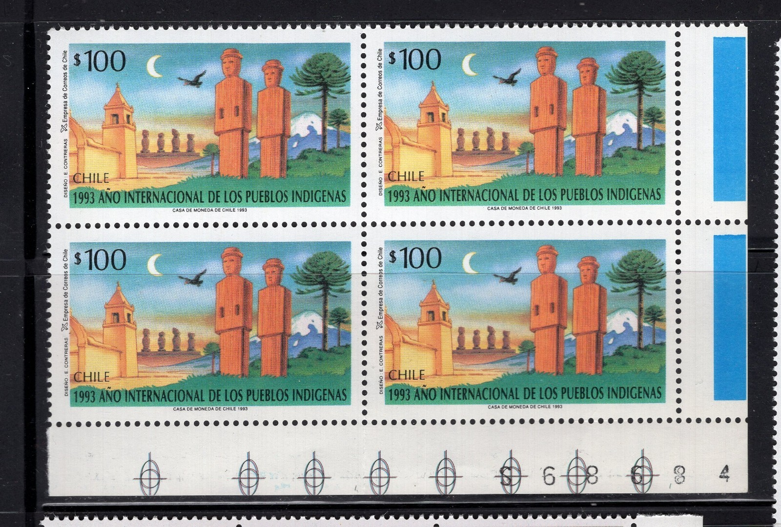 CHILE 1993 Pubelos Indigenas MNH block of 4 corner sheet L2 | eBay