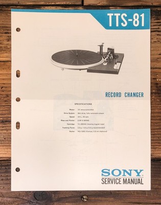 Sony TTS-81 Record Player / Turntable Service Manual *Original* | eBay