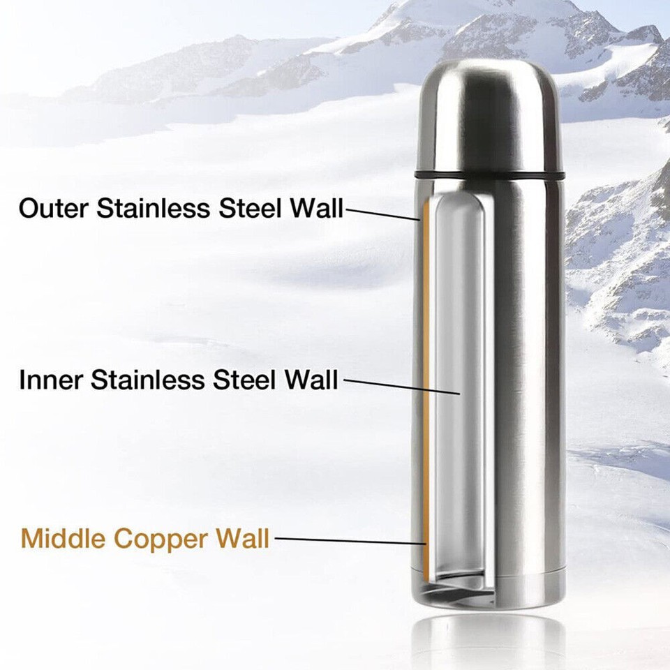 1 L Thermos Stainless Steel Flask Hot Insulated Vacuum Bottle Water Tea ...