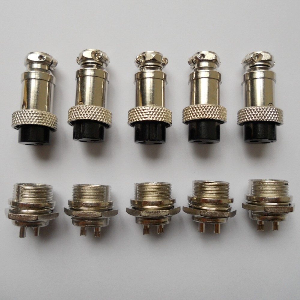5pcs Aviation Plug Male Female Wire Panel Metal Connector 16mm 2 pin ...