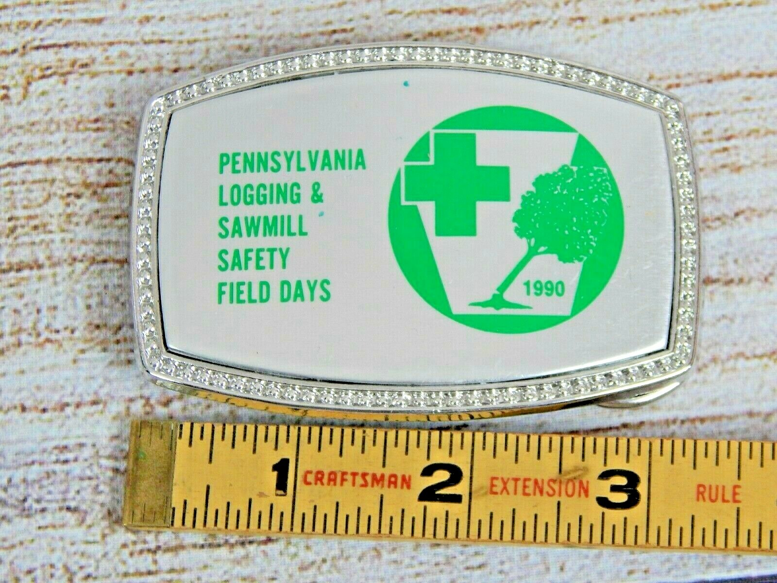 Vintage Metal Belt Buckle Pennsylvania Logging & Sawmill Safety Field ...