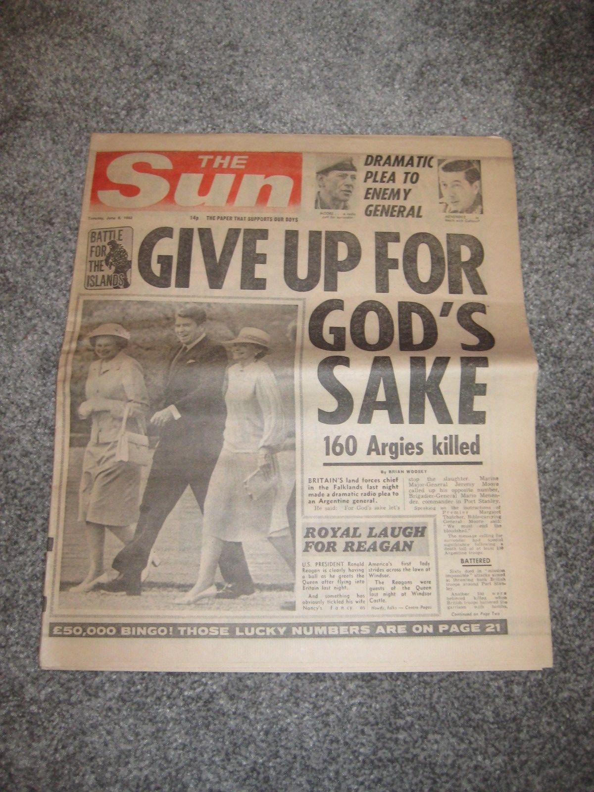 THE FALKLANDS WAR Original Newspaper 'The Sun' from June 8, 1982 | eBay UK