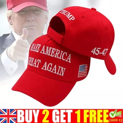 2025 Trump MAGA President RED Hat 45-47 Baseball Cap Make America Great ...