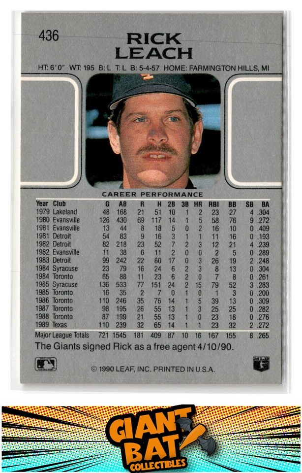 1990 Leaf #436 Rick Leach | eBay