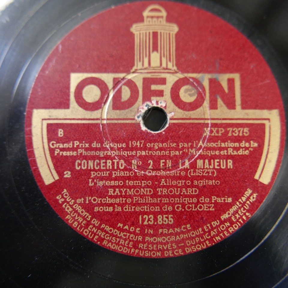 12" 78rpm RAYMOND TROUARD liszt piano concerto 2 ODEON xxp 7374 | eBay