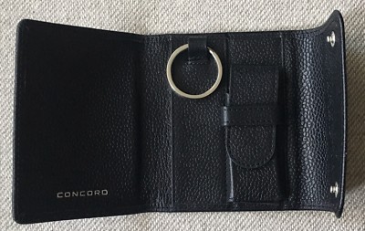 New Concord Watch Company Black Pebbled Leather Key Ring Case with ...