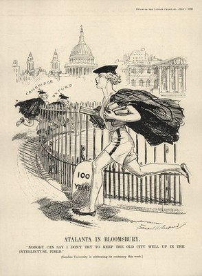 Rare 1936 Cartoon: LONDON UNIVERSITY 1836-1936 Centennial - WOMEN'S ...