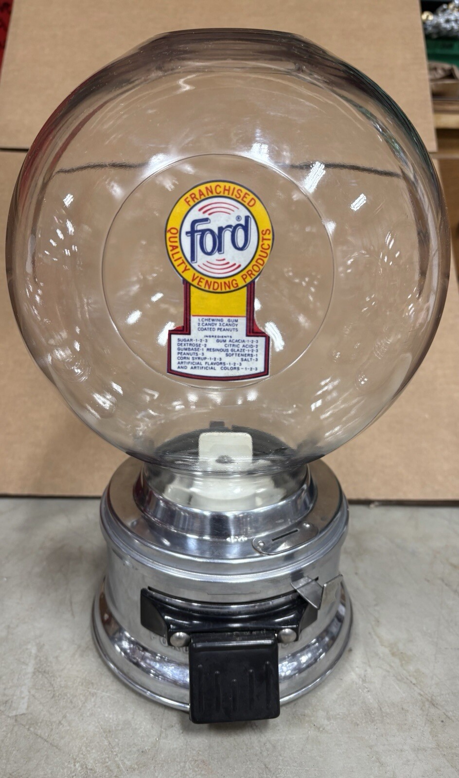 NOS Globe NICE! Special Vintage Ford Gum Machine for Super Balls & Tiny ...