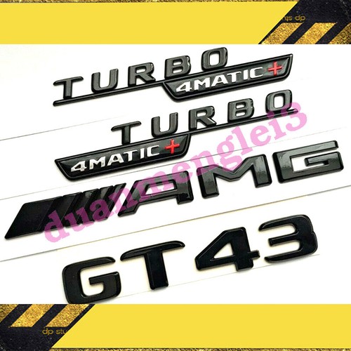 Gloss Black Set GT43 AMG TURBO/4matic+ Emblem Badge Sticker For MB ...