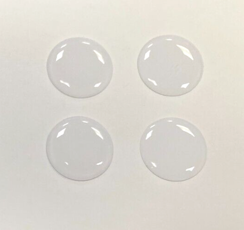 4 x 15mm DIAMETER WHITE ROUND STICKER - PATCH - HIGH GLOSS DOMED GEL ...