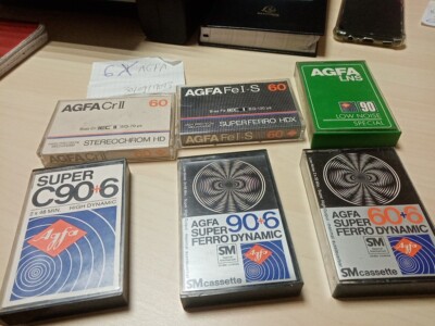 agfa /lns-lot 6 K7 AUDIO VIERGE-stereochrom/feI-s-audio tape-cassette ...