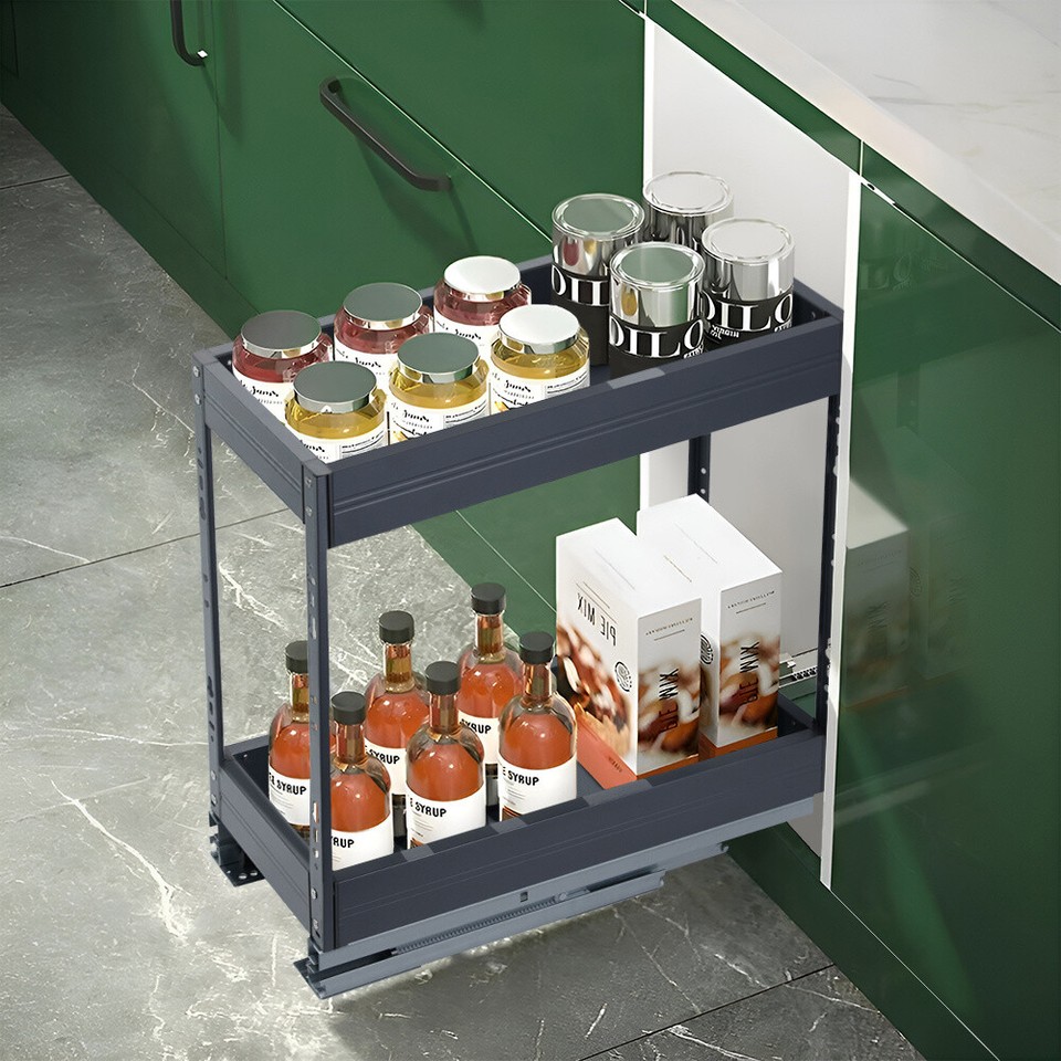 Width 100mm-250mm Pull Out Aluminum Basket Kitchen Larder Drawer ...