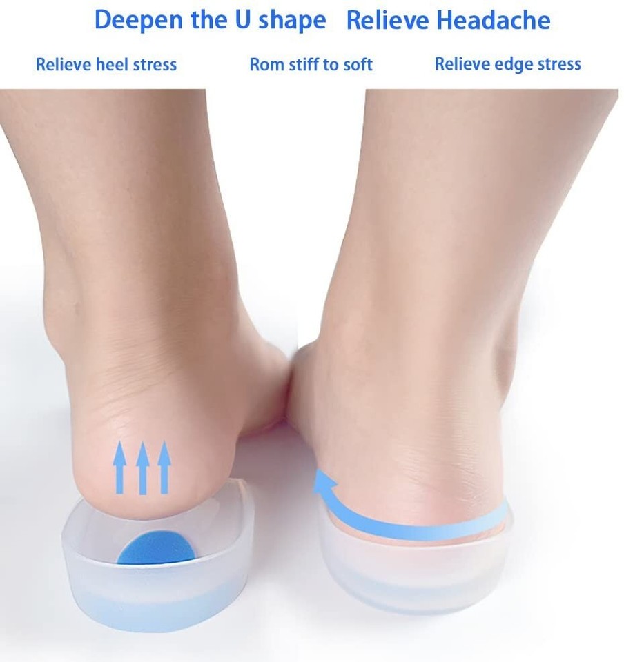 2-Pair Gel Foot Cups Heel Support Spur Insoles Pad Pain Relief Cushion ...