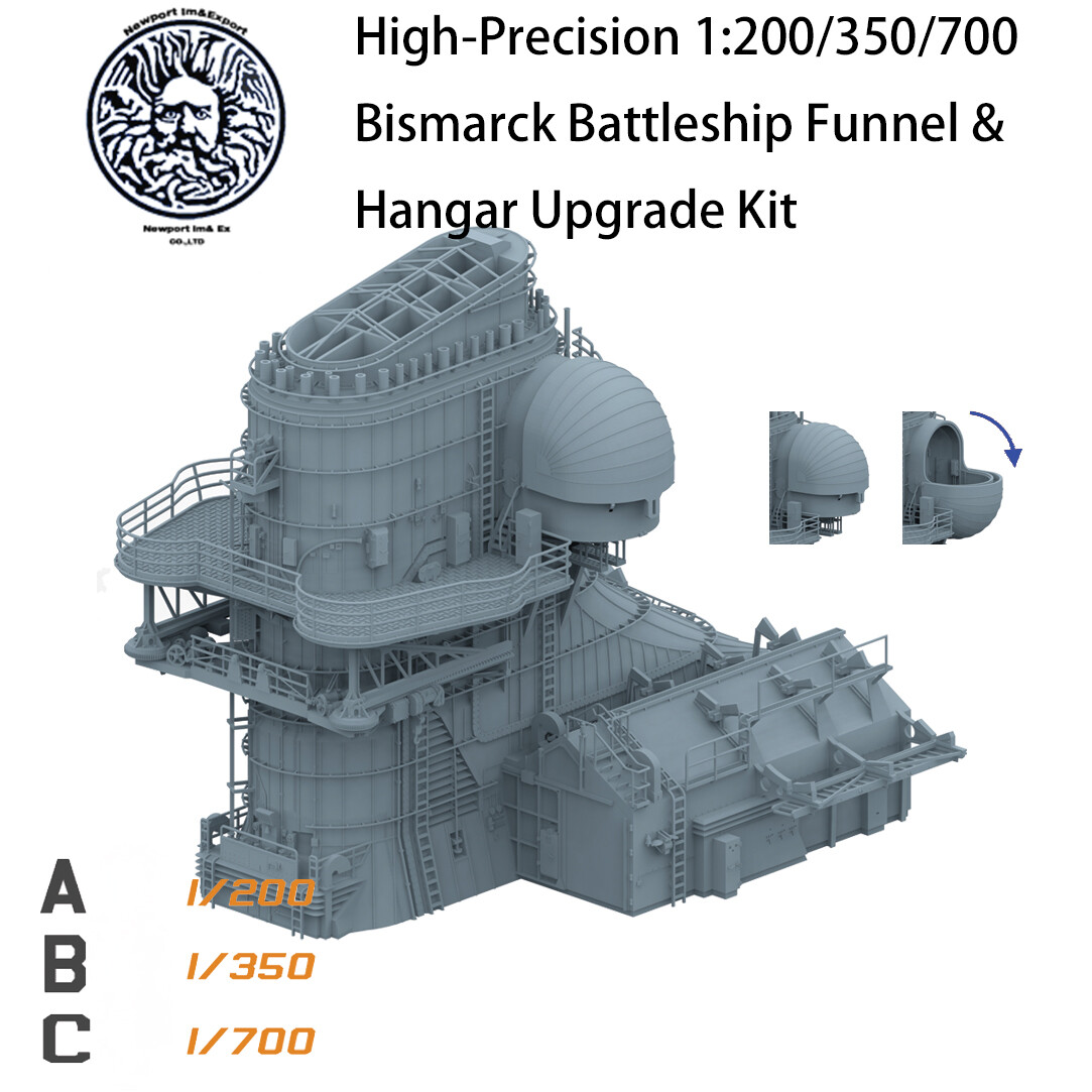 High-Precision 1:200/350/700 Bismarck Battleship Funnel & Hangar ...