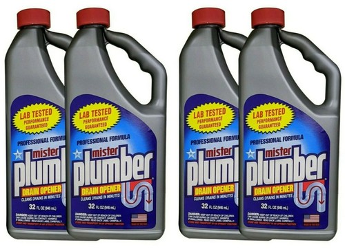 4 X Mister Plumber Drain Opener Drain Cleaner 32 OZ Each Bottles Free ...