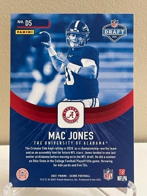 2021 Panini Score Mac Jones NFL Draft Rookie #D5 New England Patriots ...