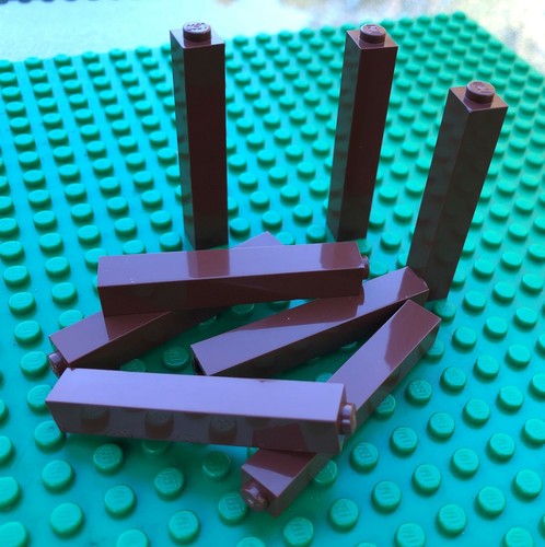 Lego City QTYx8 THIN BROWN COLUMNS 1x1x5 Town Police Creator Pillars ...