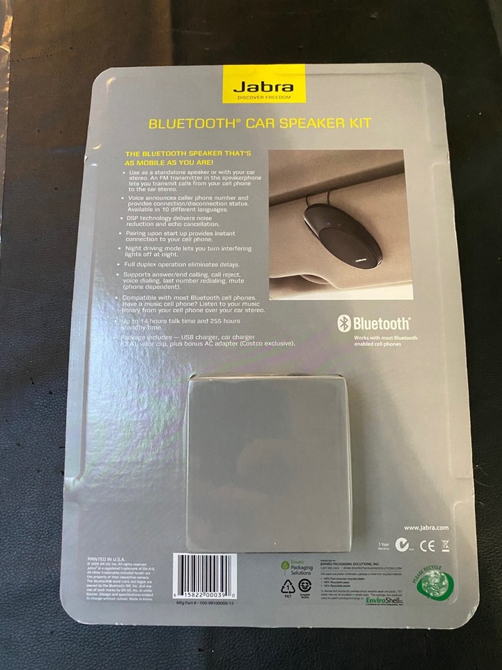 JABRA HANDS-FREE BLUETOOTH CAR SPEAKER KIT SP700 w/FM Transmitter & AC ...