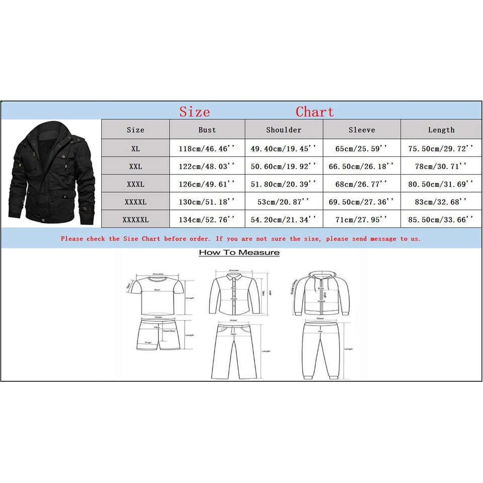 Men's Winter Casual Thicken Fleece Multi-Pocket Outwear Bomber Jacket ...