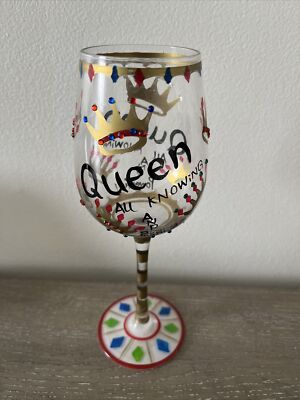 Wine Glass Queen Hand Painted “All Knowing And Powerful “ | eBay