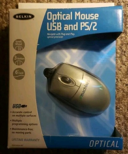 Belkin Optical Computer Mouse USB and PS/2 W Scroll Wheel Open New ...