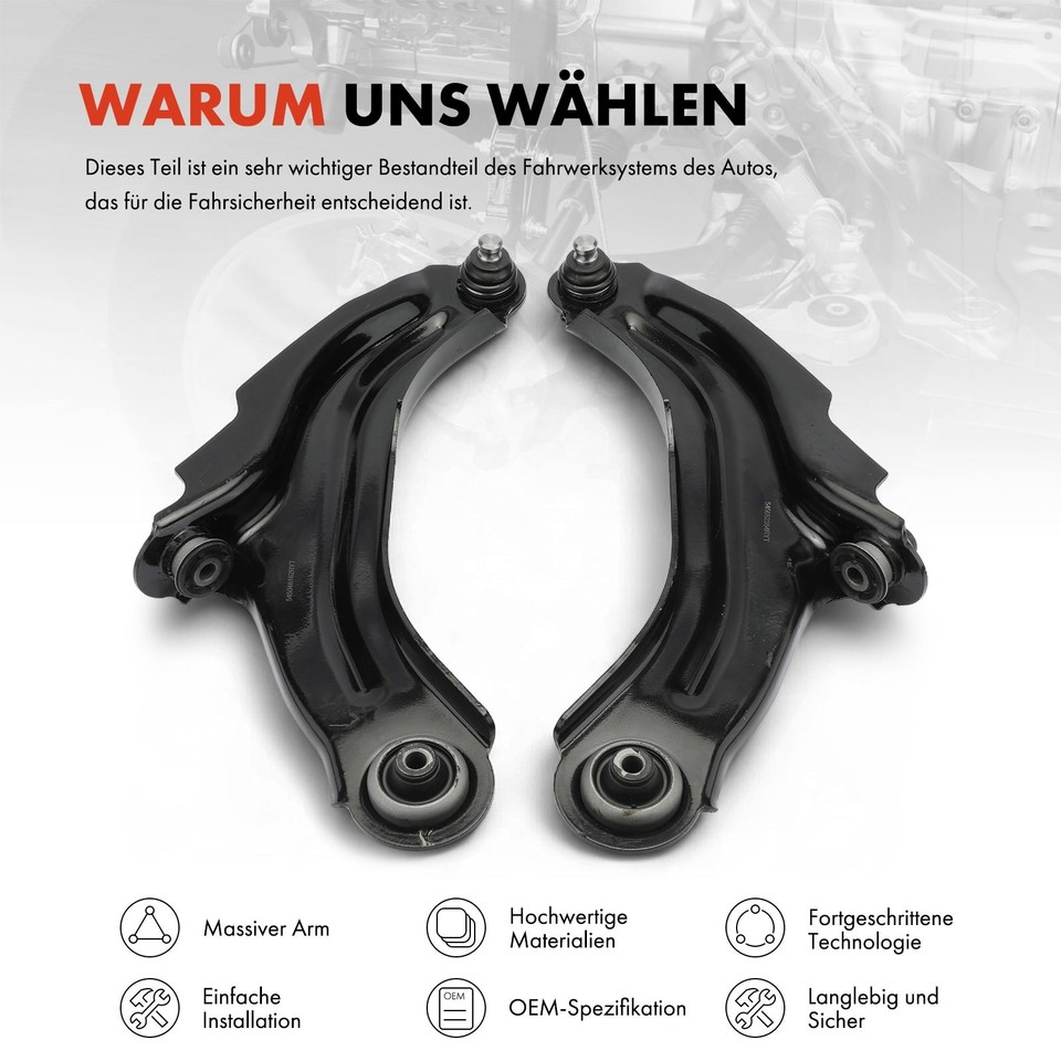 2x Wishbone Front With Ball Joint for Renault Clio Grandtour Kh Zoe Bfm ...