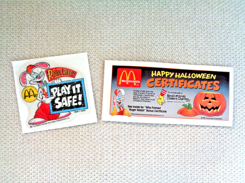McDonald's Happy Halloween Certificates/Roger Rabbit Sticker | eBay
