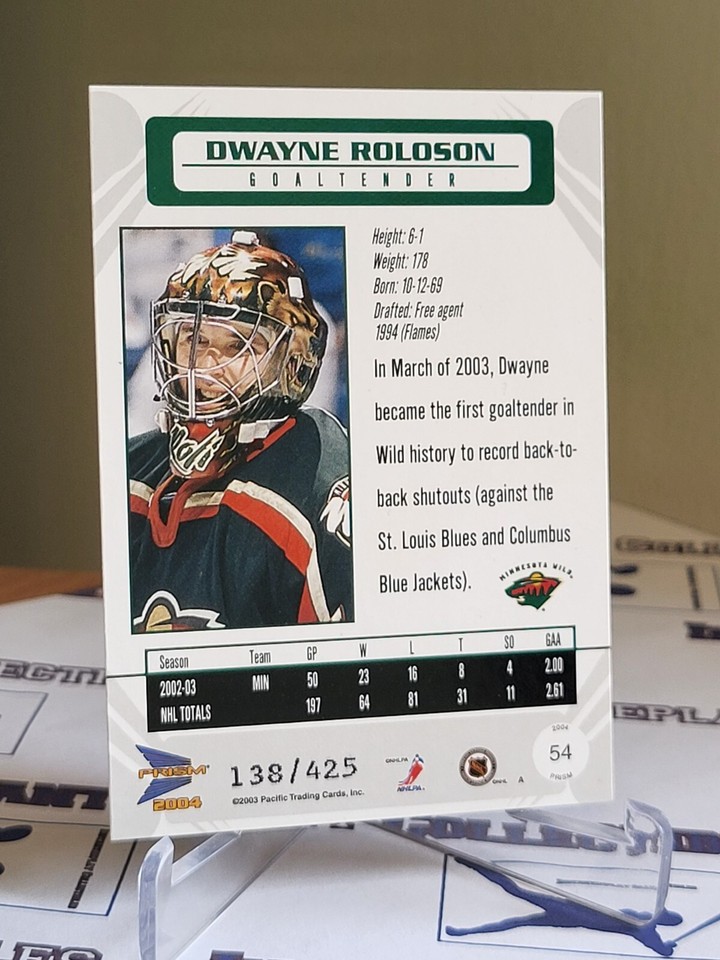 2003 PACIFIC PRISM GOLD 138/425 DWAYNE ROLOSON MINNESOTA WILD #54 NM | eBay
