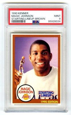 MAGIC JOHNSON~RARE POP 27~1990 KENNER STARTING LINEUP BWN PSA-9 MINT ...