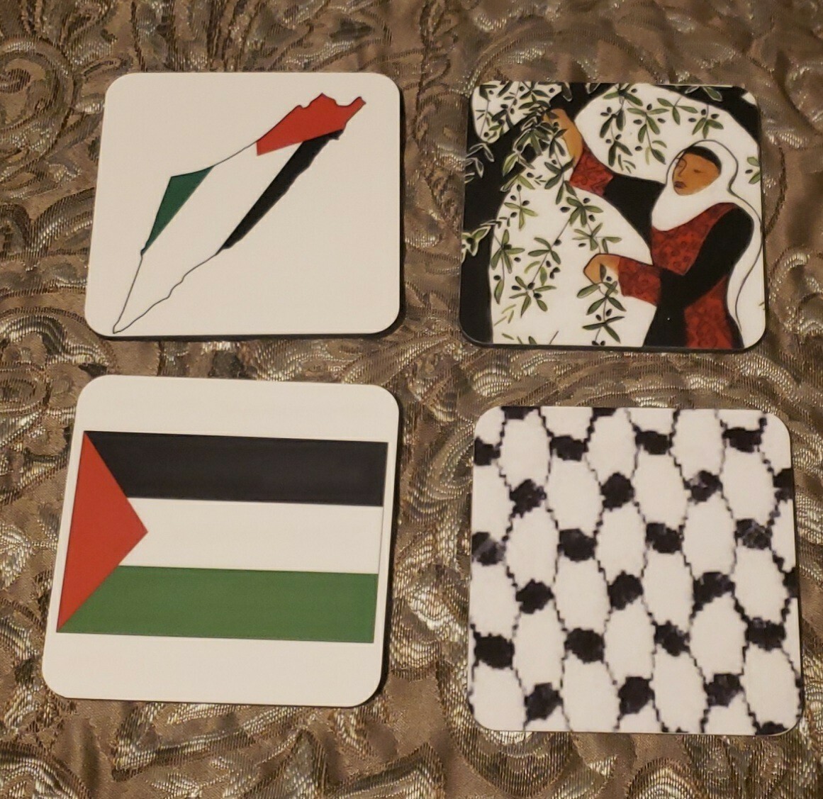 Palestinian coasters, 4 piece set, cork, Submilated, printed | eBay