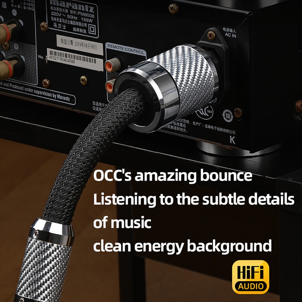 Audiophile Power Cable Cord Gauge 10AWG OCC AC HIFI Audio Amplifier DAC ...