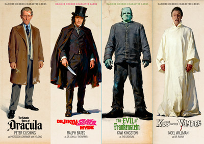 HAMMER HORROR set of 4 ART PRINTS / character cards film movie Dracula ...