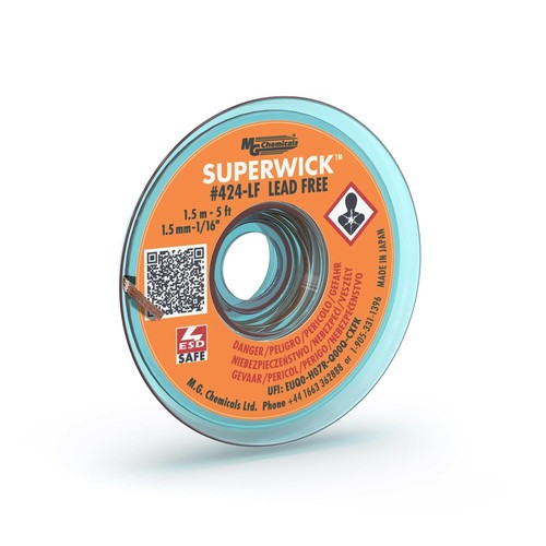 MG Chemicals - 424-LF Desoldering Braid #2 Fine Super Wick for Lead ...
