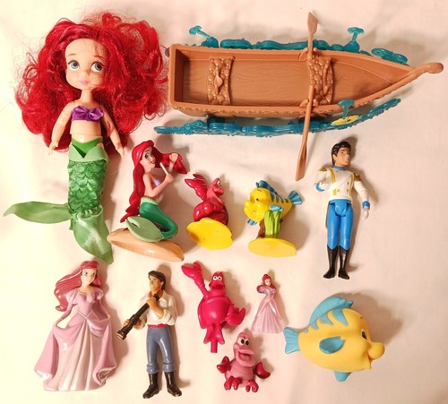12 Little Mermaid Figures BOAT Ariel FLOUNDER Sebastian PRINCE ERIC ...