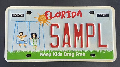Florida License Plate Keep Kids Drug Free Kids On Swings Sample | eBay