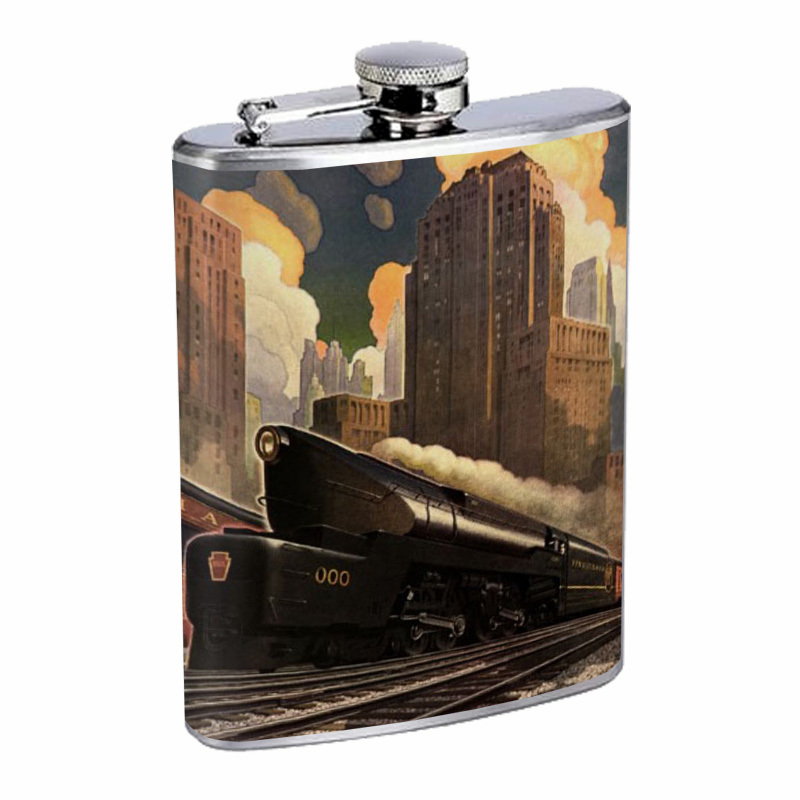 Vintage Art Deco Silver Hip Flask D4 8oz Stainless Steel Old Fashioned ...