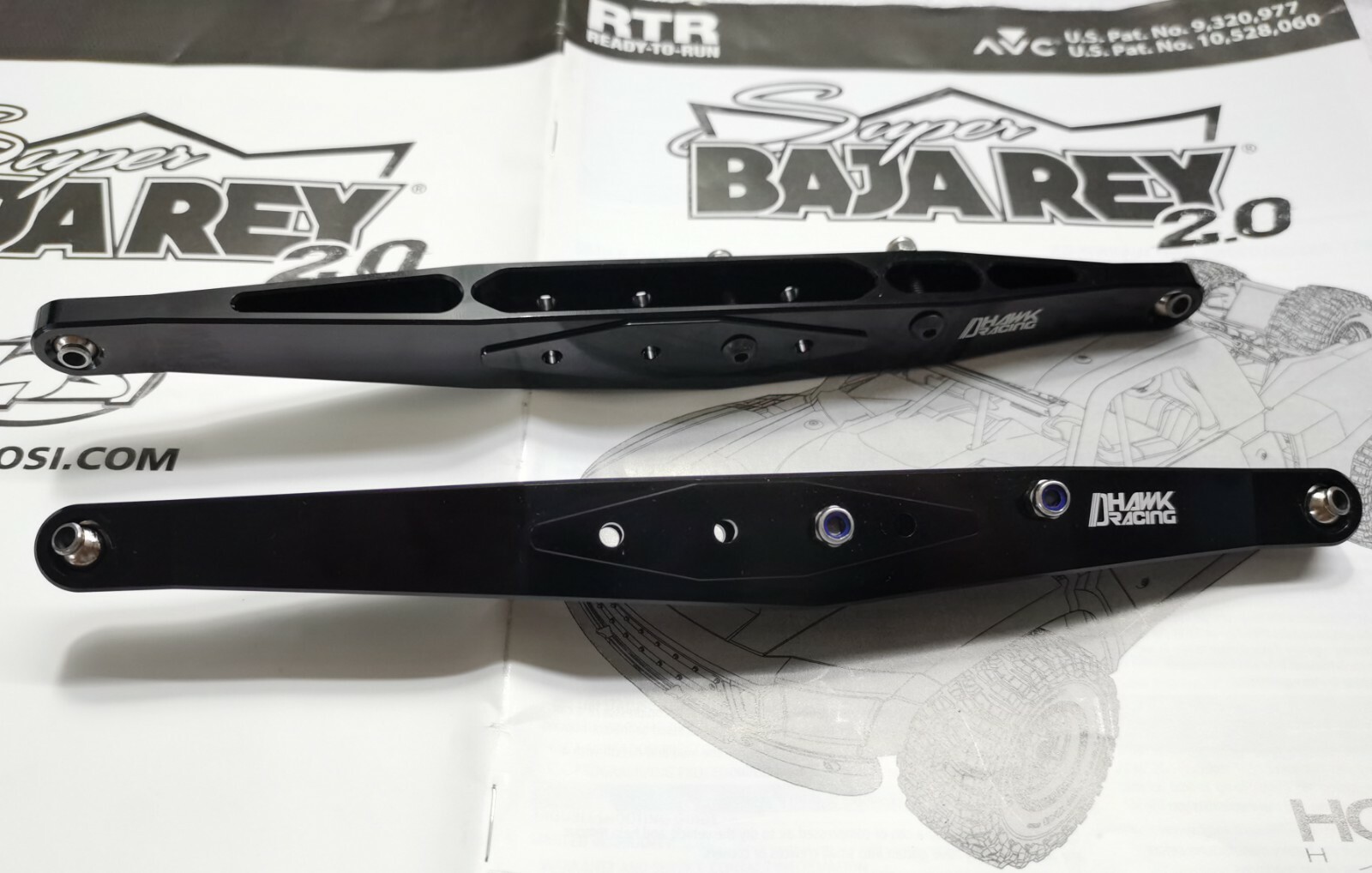 Dhawk CNC Aluminum Rear Trailing Arm (2) Black For Losi 1/6 Super Baja ...