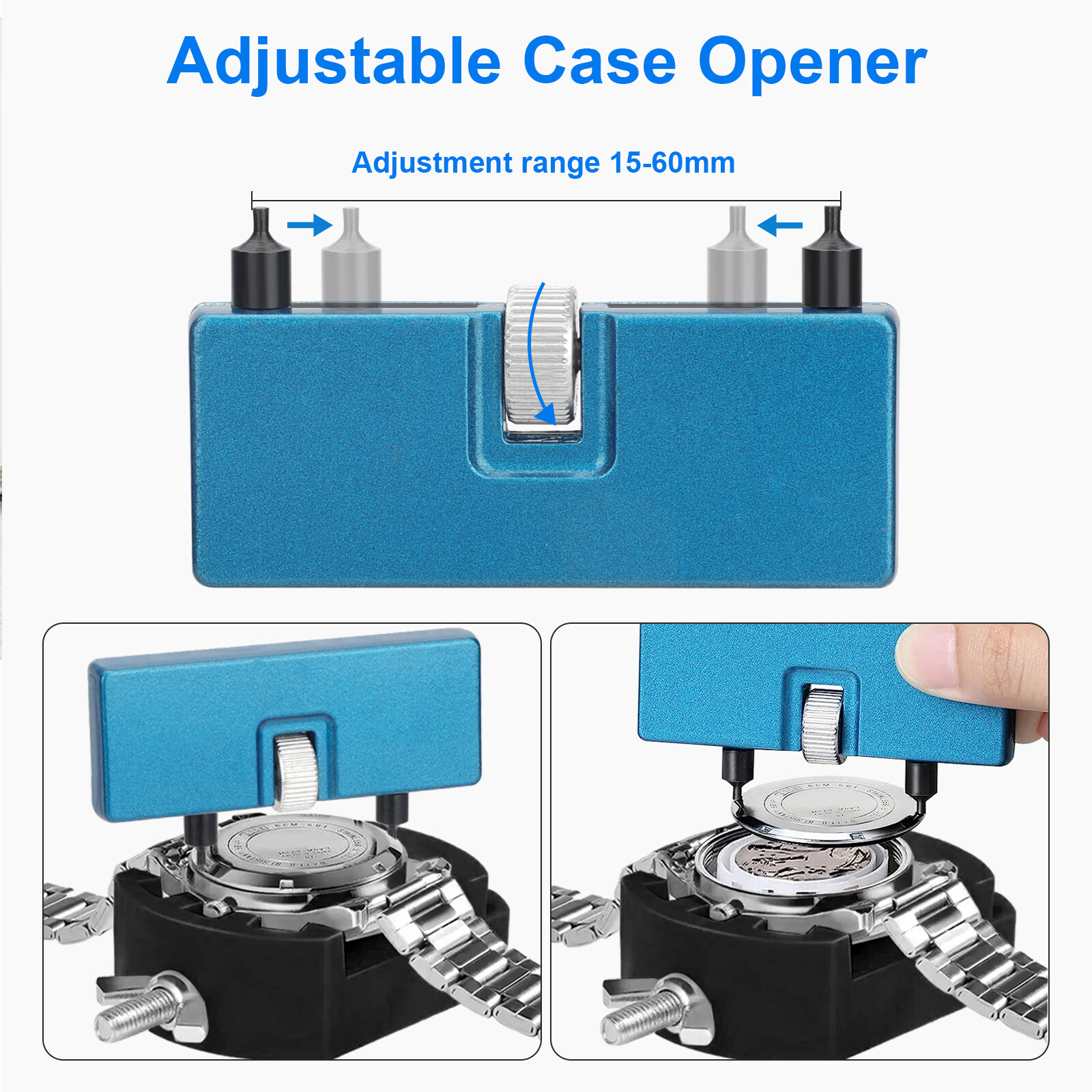 Adjustable Watch Back Case Opener Remover Battery Replacement Repair 12 ...