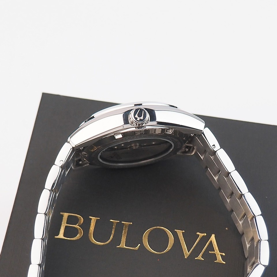 Men's Bulova Classic Surveyor 96B436 Blue Dial Steel Strap Automatic ...
