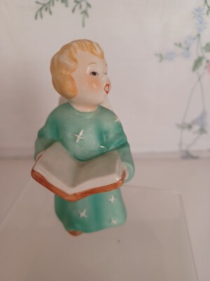 Vintage Goebel Choir Angel Figurine Blue Green Robe White Stars West ...