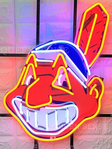 New Cleveland Indians Chief Wahoo Neon Light Sign 20"x16" HD Vivid ...