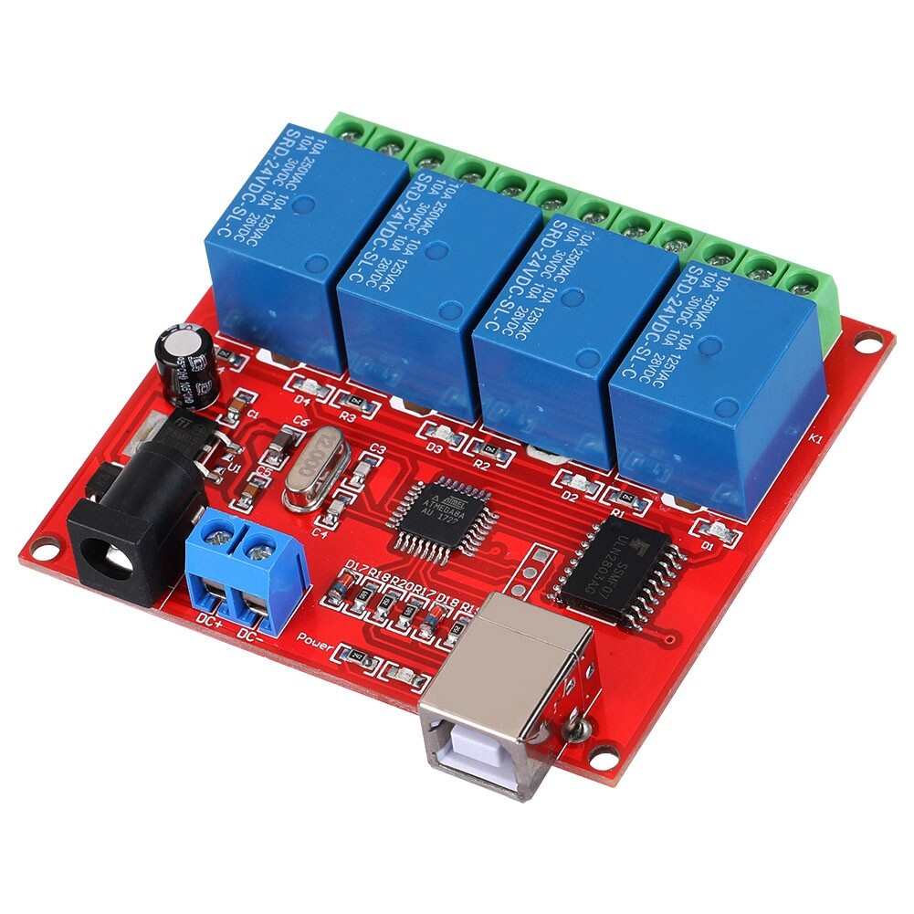 4-Channel 24V Computer USB Smart Switch Controller PC Relay Drive ...