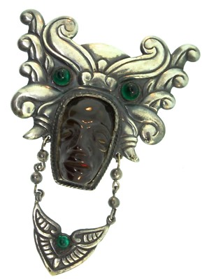 Rare Vtg 1940s FRED A BLOCK Originals Aztec Mask Figural Lucite Pin ...