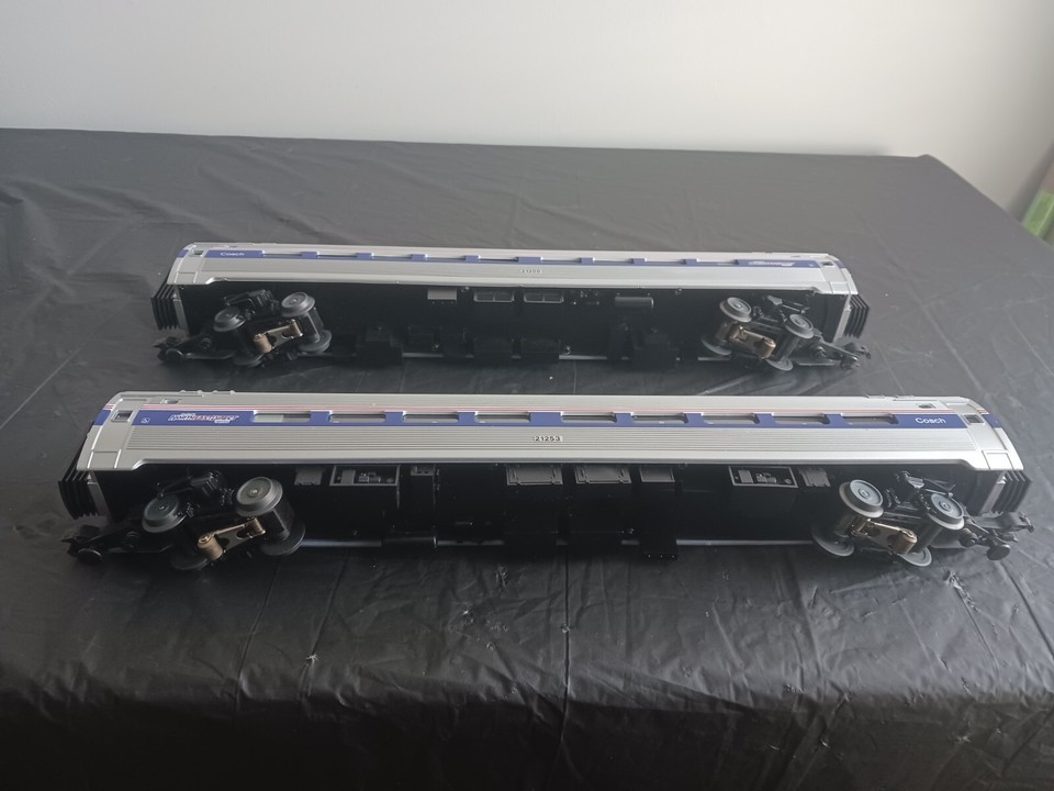 MTH 20-6656 AMTRAK 5-STRIPE AMFLEET PASSENGER SET COACH CARS# 21200 ...